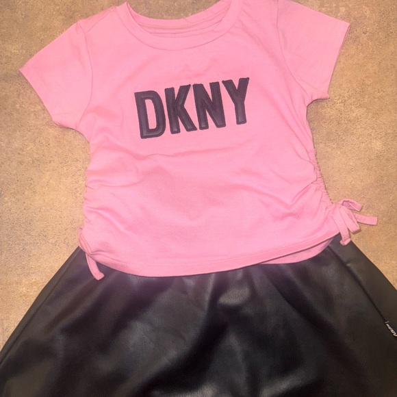 Dkny | Shirts & Tops | Dkny Pink Kids Tshirt Leather Skirt | Poshmark